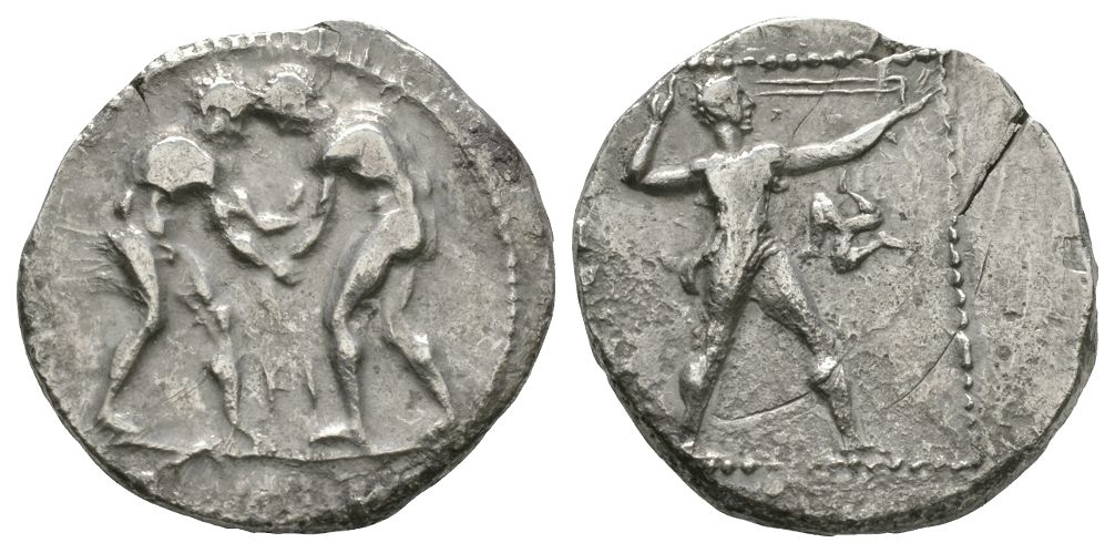 Ancient Greek Coins - Pamphylia - Aspendos - Wrestlers Stater | Barnebys