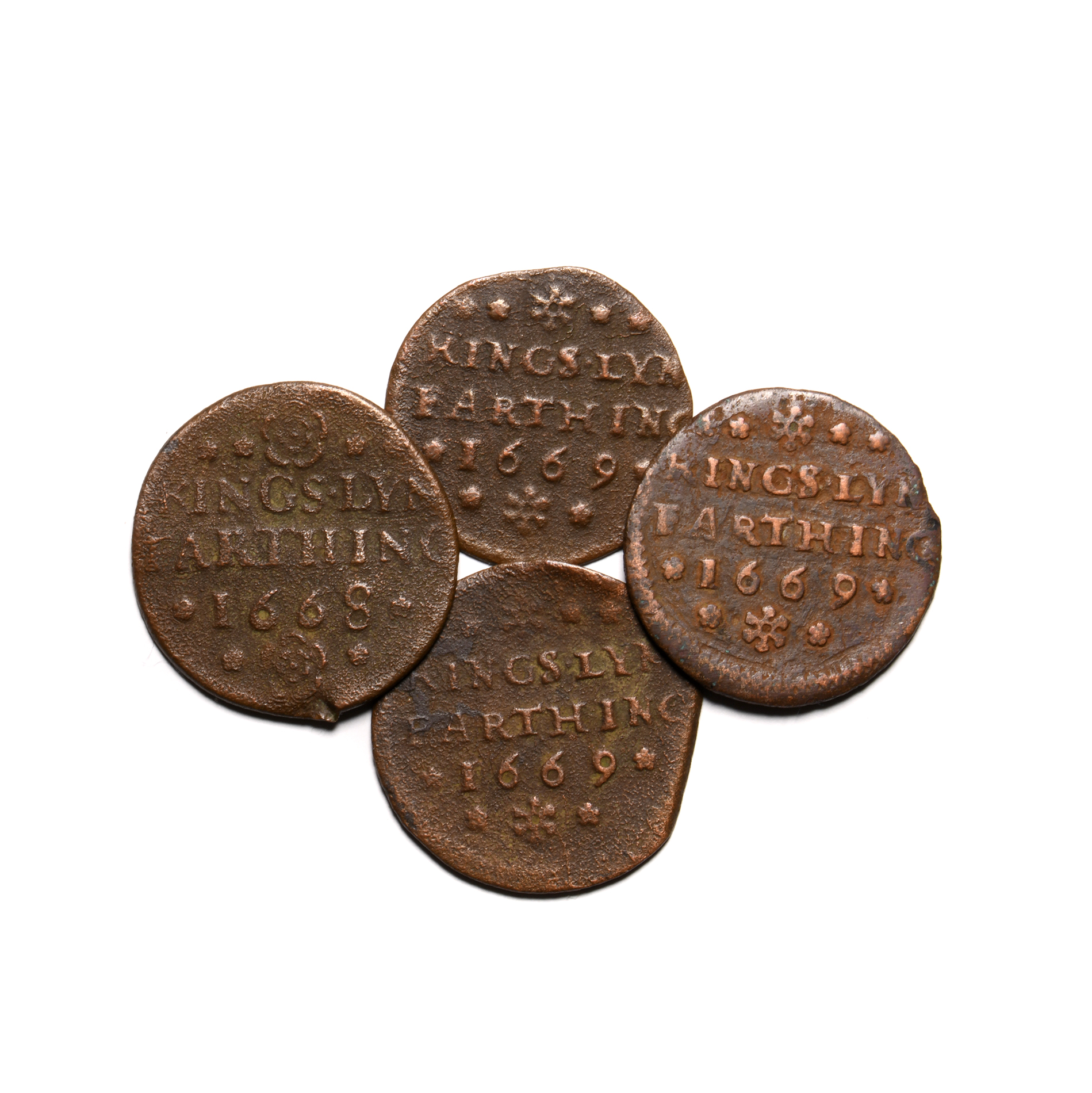 English Tokens - 17th Century - Kings Lynn - Town Farthing Tokens [4 ...