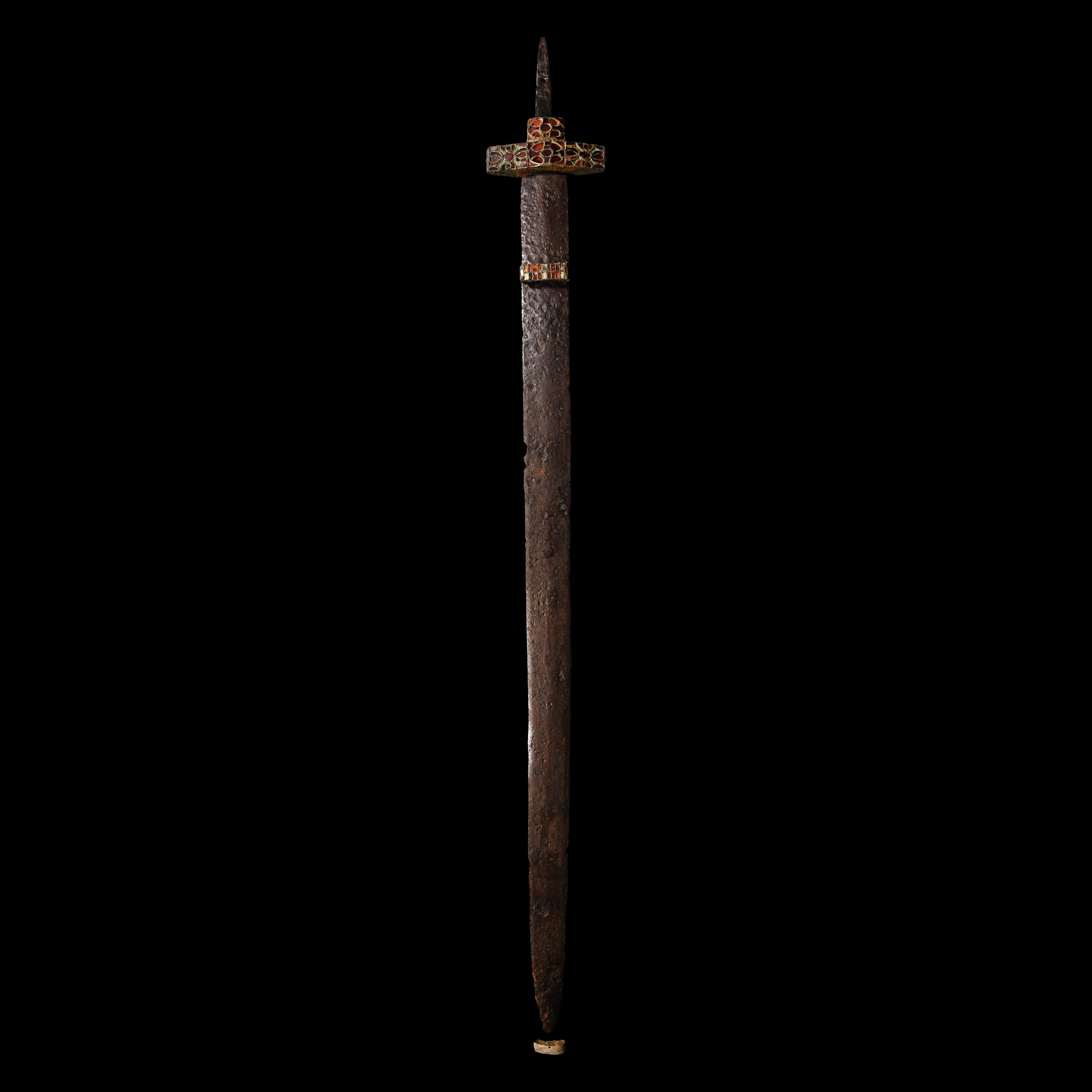 Migration Period Iron Sword with Garnet Cross Guard and Scabbard ...