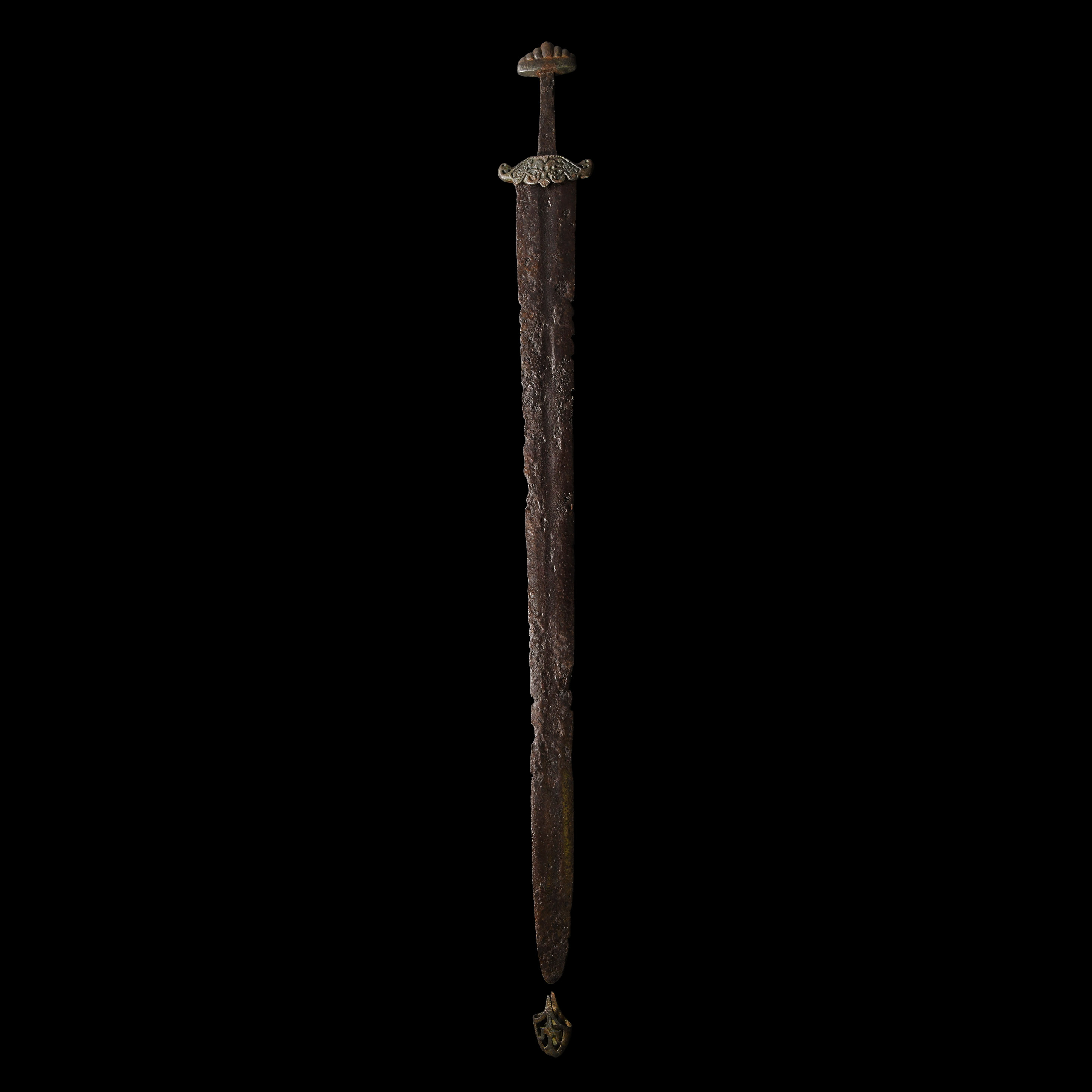 Viking Iron Sword with Cross Guard Surmounted by Interlaced Dragons ...