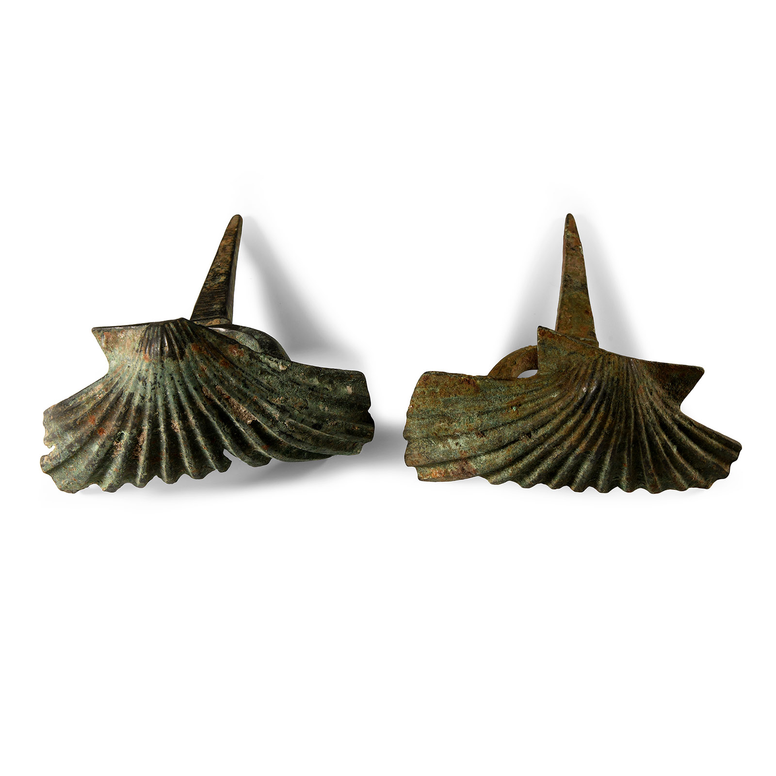 Roman Bronze Scallop Shell Attachment Pair - Lot No. 0841