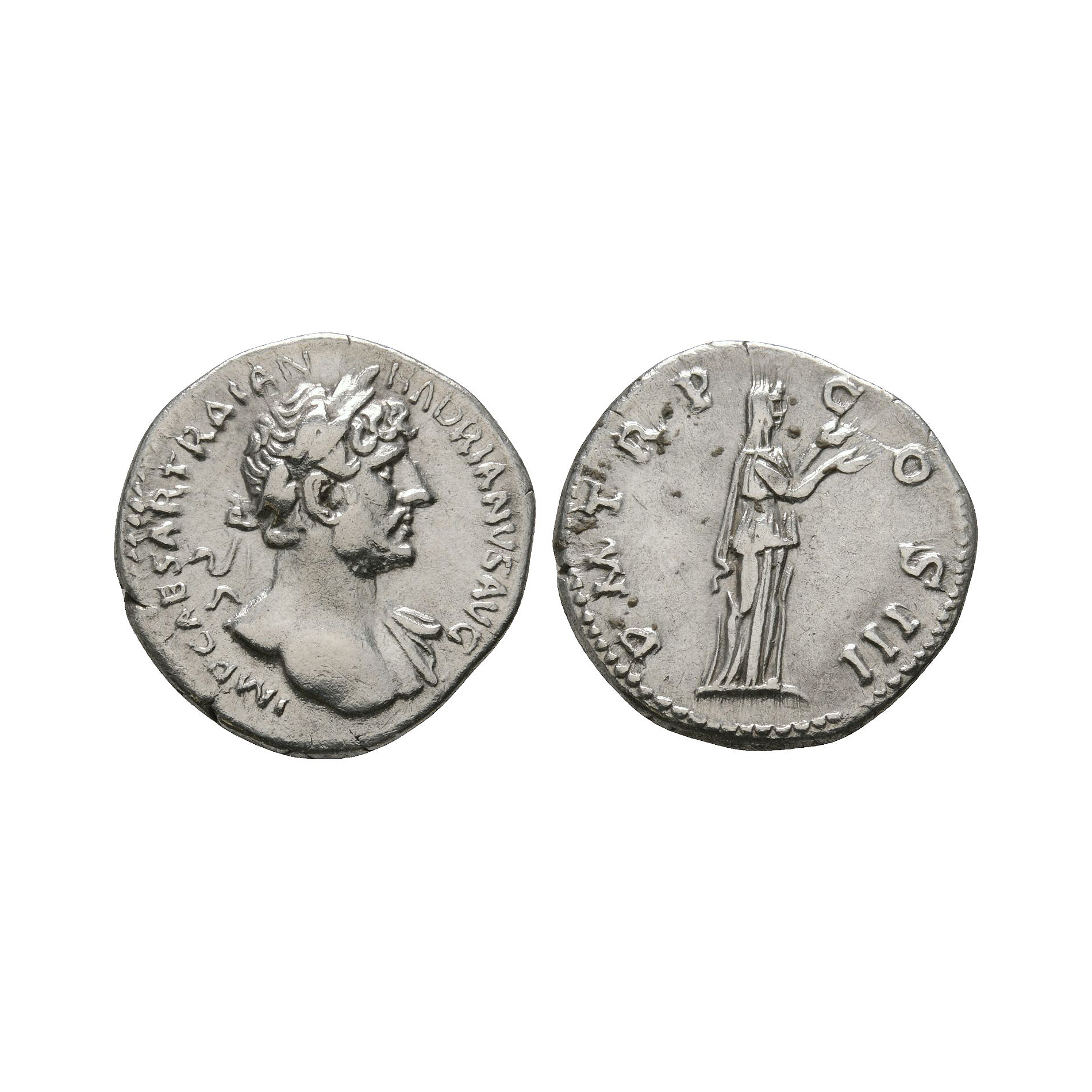Ancient Roman Imperial Coins - Hadrian - Pietas AR Denarius - Lot No. 2692