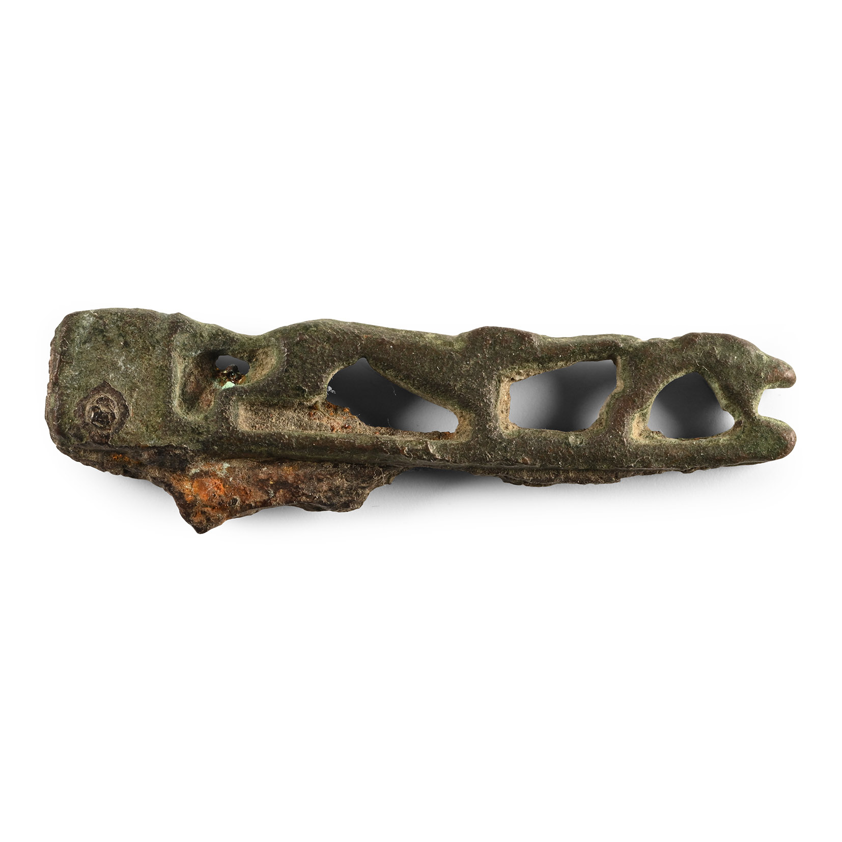 Roman Bronze Folding Knife Handle with Hare and Hound - Lot No. 0916