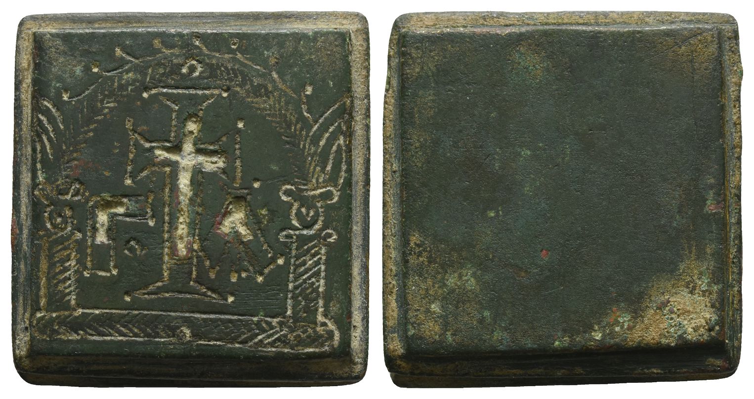 Byzantine Square Bronze Commercial Weight of One Uncia. - Lot No. 4164