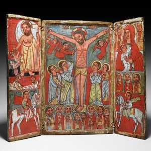 Ethiopian Large Triptych Icon Showing the Crucifixion | Barnebys