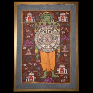 Large Indian Jain Cosmic Man - Lokaturasha Painting on Cloth | Barnebys