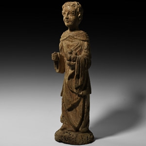 Medieval Oak Figure of a Gothic Monk | Barnebys